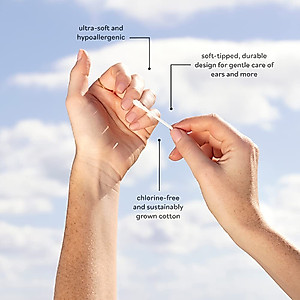 Sky Organics Organic Cotton Swabs for Sensitive Skin, 100% Pure GOTS Certified Organic for Beauty & Personal Care, 4 Pack with Ebook