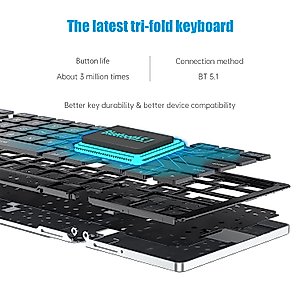 Portable Keyboard for Laptop with Numeric Keypad Foldable Keyboard Bluetooth for Laptop,Rechargeable full Laptop Keyboard Travel Keyboard for Laptop,Tablet,iPad,Phones etc,Up to 90 Days(Gray)