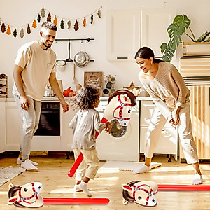 Chivao 30 Pack Inflatable Stick Horse Toy Horse on a Stick Horse Stick Toy Horse Head Stick Balloon Bulk for Cowgirl Cowboy Western Themed Birthday Party Baby Shower Decorations, 37 Inch (Red)