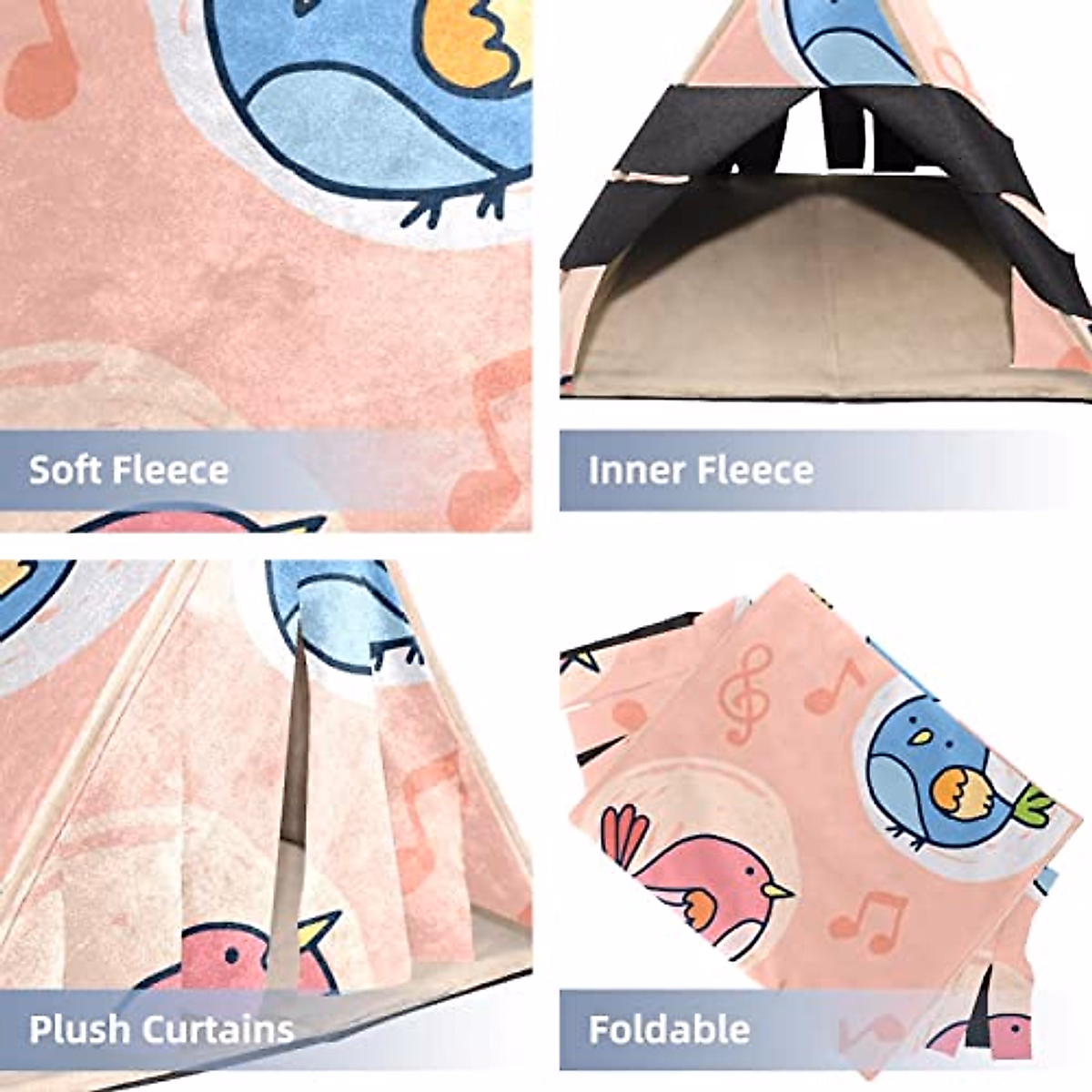 Y-DSIWX Guinea Pig House Bed, Rabbit Large Hideout, Small Animals Nest Hamster Cage Habitats Cute Singing Birds