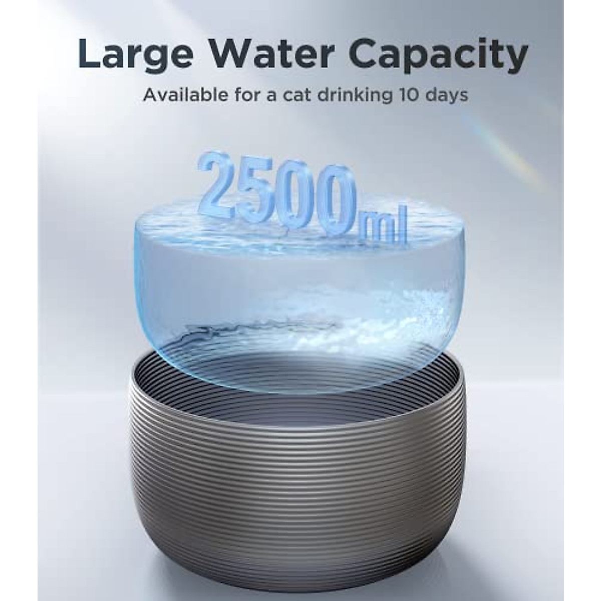 Cat Water Fountain, FEELNEEDY Ultra Quiet 84 fl oz/2.5L Pet Water Fountain for Cats and Dogs Inside with LED Light, Cat Drinking Fountain Waterfall with 3 Pack Filters Replacement (F-016B)