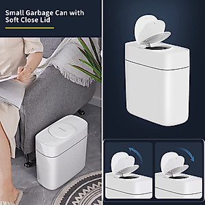 JOYBOS Small Bathroom Trash Can with Lids, 3 Gallon Garbage Can with a Lid, Mini Wastebasket for Bedroom, Slim Plastic Waste Bin Between Wall & Toilet, Suit for RV, Living Room, Office, Laundry