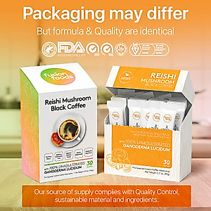 Reishi Mushroom Black Coffee by fusion foods™ | All Natural Unadulterated Reishi Mushroom Ganoderma | Robust Aroma & Taste - 30 counts