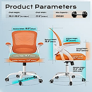 KERDOM Office Chair, Ergonomic Desk Chair, Mesh Computer Chair Height Adjustable, Comfy Swivel Task Chair with Wheels and Flip-up Arms