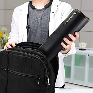 ImnBest Leather Dice Cup Set, 5 Black Leather Dice Cups + 25 Dice + Exclusive Storage and Transport Case Made of Faux Leather with Magnetic Closure..