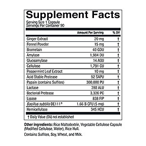 DigestWell Immediate Support - Fast-Acting Digestive Support | Broad Spectrum Enzyme, Probiotic & Herbal Formula - Decreases Everyday Gas & Bloating - 90 Capsules