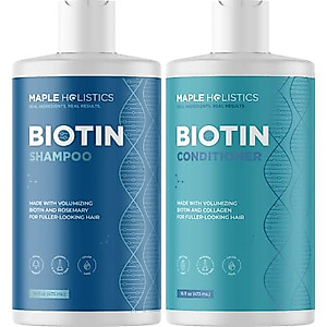 Volumizing Biotin Shampoo and Conditioner Set - Sulfate Free for Dry Damaged Hair and Scalp Care - Volumizing Shampoo for Thinning Hair with Jojoba and Argan Oil for Hair Care