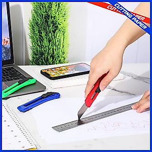 60 Pack Box Cutter Utility Knife Bulk 18 mm Wide Blade Plastic Cutter Retractable Compact Extended Safe Use for Office Home Arts Crafts Hobby, 3 Colors