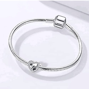 DWJSu Pet Dog Mom Cat Paw Print Animal Charms Prints On My Heart Charm fit Pandora Necklace Bracelet for Mother's Day Gift