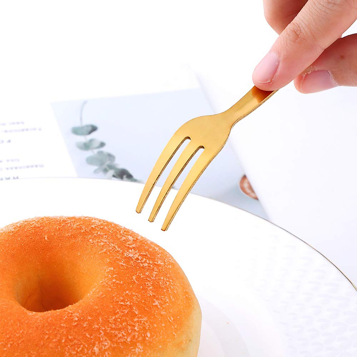 Fruit Fork Salad Pastry Small Oyster Forks 12 Pieces, BUY&USE 5.5-Inch Stainless Steel Gold Flatware