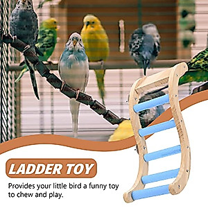 PATKAW Wooden Bird Ladder Toy Natural Wood Step Ladder Climbing Toys Bird Cage Accessories for Parakeets Parrots Cockatoo Lovebirds