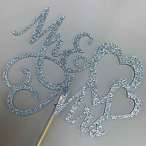 NSHYXXSPY Silver Glitter Mr & Mrs Cake Topper for Bride and Groom Sign Wedding, Engagement, Wedding Anniversary Cake Toppers Decorations