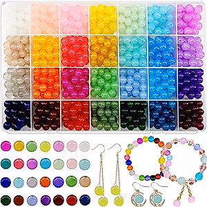 784 Pcs 8mm Glass Beads for Jewelry Making, 28 Color Crystal Beads Round Gemstone Beads Bracelet Making Kit DIY Craft Spacer Beads Assorted Cute Kawaii Beads Bulk for Beading Necklace
