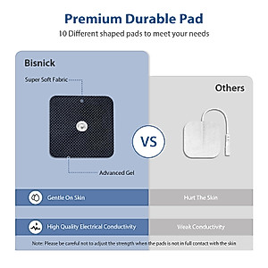 Bisnick TENS EMS Unit 24 Modes Muscle Stimulator for Pain Relief Therapy, Dual Channel Electronic Muscle Massager with 12 Pads, Dust-Proof Drawstring Storage Bag, Fastening Cable Ties, Blue