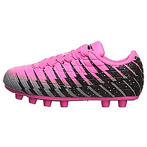 Vizari Bolt FG Soccer Shoes for Kids, Firm Ground Outdoor Soccer Shoes for Kids (13.5, Pink/Black/Silver)