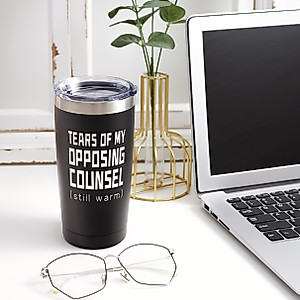 ARIABLE Lawyer Gifts for Men - Tears of My Opposing Counsel - Funny Defense Attorney Court Cup - Lawyers Graduate Law Student Graduation, Birthday, Christmas Gifts, 20oz Lawyer Tumbler, Black