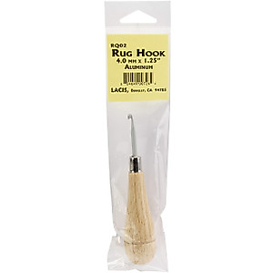 Lacis Punch Needle Rug Hook W/Wood Handle-Aluminum 4mmX1.25