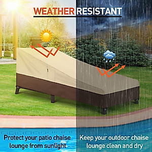 Arcedo Outdoor Chaise Lounge Cover, Waterproof Patio Chaise Lounge Chair Cover with Air Vents, All Weather Resistant Patio Furniture Covers, 80" L x 32" W x 25" H, Beige and Brown