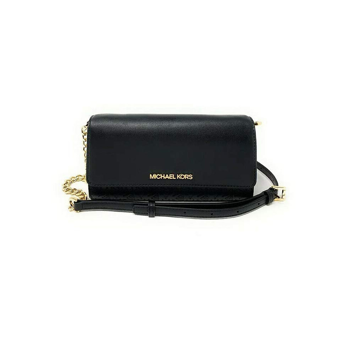 Michael Kors JET SET ITEM LARGE WALLET ON A CHAIN CROSSBODY BAG (Black)