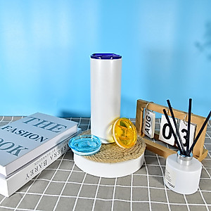 FECBK 5 Pcs 20oz Skinny Tumbler Lid Replacement Lids Plastic Splash Resistant Lids Covers Spill Proof Silicone Sliding Skinny Tumbler Lid, BPA Free, Multi-Colored for Mouth Tumbler Cooler Cup