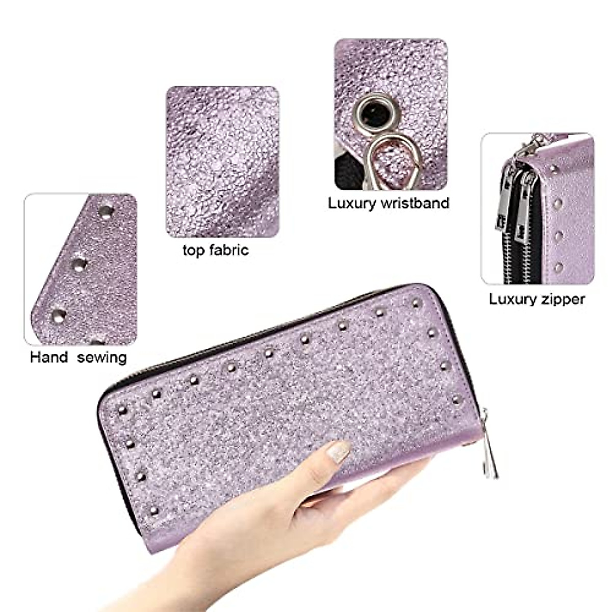 RFID Blocking Leather Wallet for Women,Excellent Women's Pu Leather Phone Credit Card Holder with Removable Wristlet