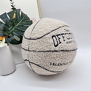 9.84inch Cute Offcourt Basketball Pillow,Durable Stuffed Sport Basketball Plush Toys,Game Lovers Fans Decoration Gift (beige)