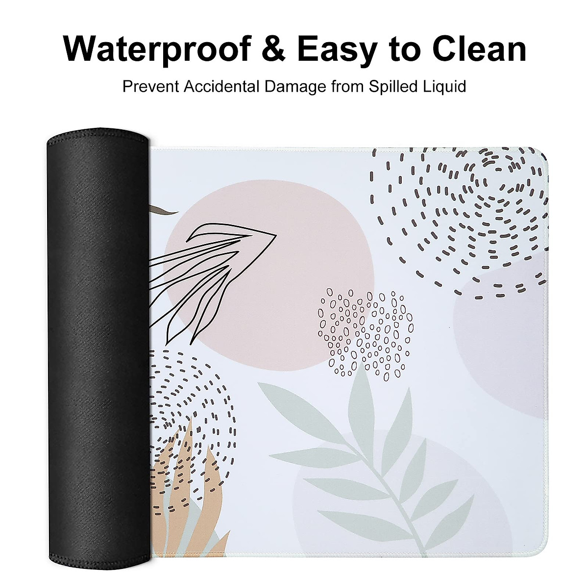 iLeadon Extended Gaming Mouse Pad, 35.4x15.75 inches, XXL Desk Mat, Non-Slip Rubber Base, Wave Pattern (Tropical Leaf)