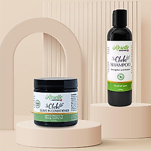 Roselle Naturals - Chebe Shampoo and Conditioner Set, Hair Moisturizer for Dry Hair Chebe Hair Growth Shampoo with Leave In Conditioner Organic, African Chebe Powder for Hair Growth Combo - 4 Ounces