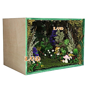 iLAND Large Display Box, Diorama Box, Wooden Display Case for Collectibles, Quick-Build Unfinished 15.7“ x 11” x 11“ with Transparent Front Suitable for Dollhouse, Figures, Diorama
