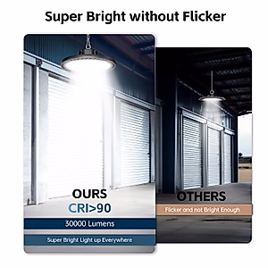 lvsdak UFO LED High Bay Lights 5000K 200W 30000LM AC100-277V with Plug High Bay Led Shop Lights Suitable for Warehouse Workshop Factory Gym Garage Barn 6 Pack