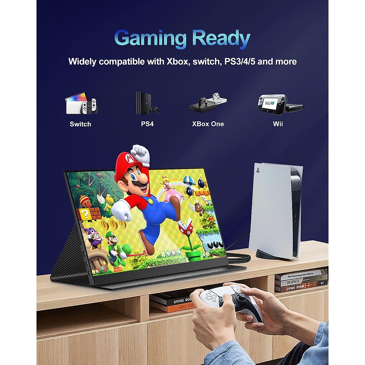 CNBANAN 2.5K Portable Monitor, 16" Laptop Monitor Extender 2520x1680 QHD Slim Lightweight IPS 1500:1 USB C HDMI Computer Display Gaming Screen with Speakers Travel Monitor for Mac Phone Xbox Game