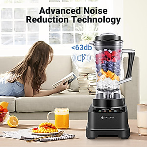 AMZCHEF 8-IN-1 Professional Blenders, 2000 Watts Commercial Blender for Kitchen with Timer, Innovative LED Panel, 8 Functions for Smoothies, Shakes & More, 8 Speeds & Pulse, 68 oz. Pitcher, Black