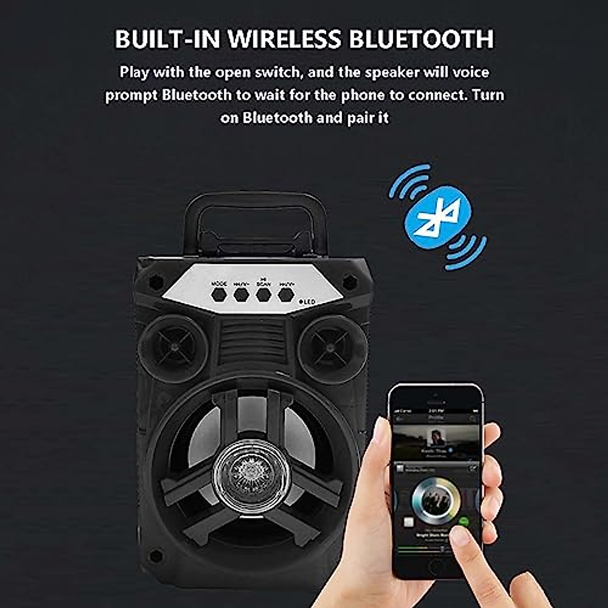 Portable Bluetooth Speakers Indoor Outdoor - Loud Voice Double Subwoofer Bass Speaker, Bluetooth 5.0 Wireless Speaker Support FM Radio, Small Stereo Sound System for Home, Party
