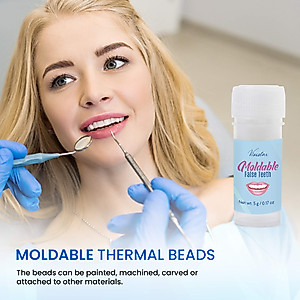 Teeth Repair Kit, Temporary Teeth replacement kit, Moldable False Teeth, Thermal Fitting Beads for Snap On Instant and Confident Smile, with Mouth Mirror, Mouth Tweezer, Dental Probe