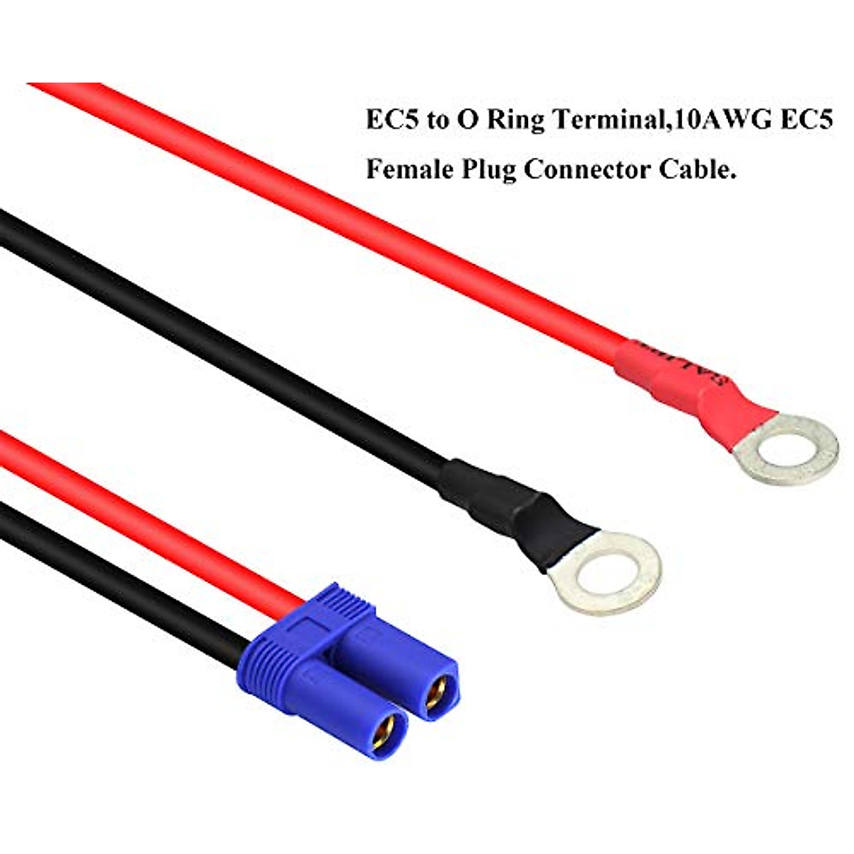 AAOTOKK EC5 to O Ring Terminal Cable,EC5 Female to O Ring Eyelet Terminal Plug Connector Cable 10AWG RC ESC Charger Side Power(40cm/15inch)