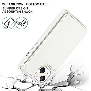 Cavor for iPhone 13 Wallet Case for Women Men,iPhone 13 Case with Card Holder,Phone Cases for iPhone 13 with Stand & Strap，Leather Credit Card Holders Shockproof Protective Cover-White