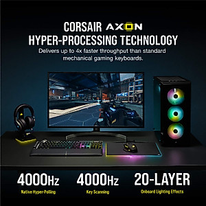 Corsair K100 RGB Optical-Mechanical Gaming Keyboard - Corsair OPX RGB Keyswitches - AXON Hyper-Processing Technology for 4X Faster Throughput - 44-Zone RGB LightEdge (Renewed)