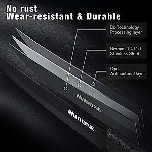 MIDONE 8 Pcs Steak Knives, Steak Knives Set of 8, High-Carbon Stainless Steel Steak Knife Set, Ergonomic Handles Serrated Steak Knives for Precise Cutting, Elegant Black