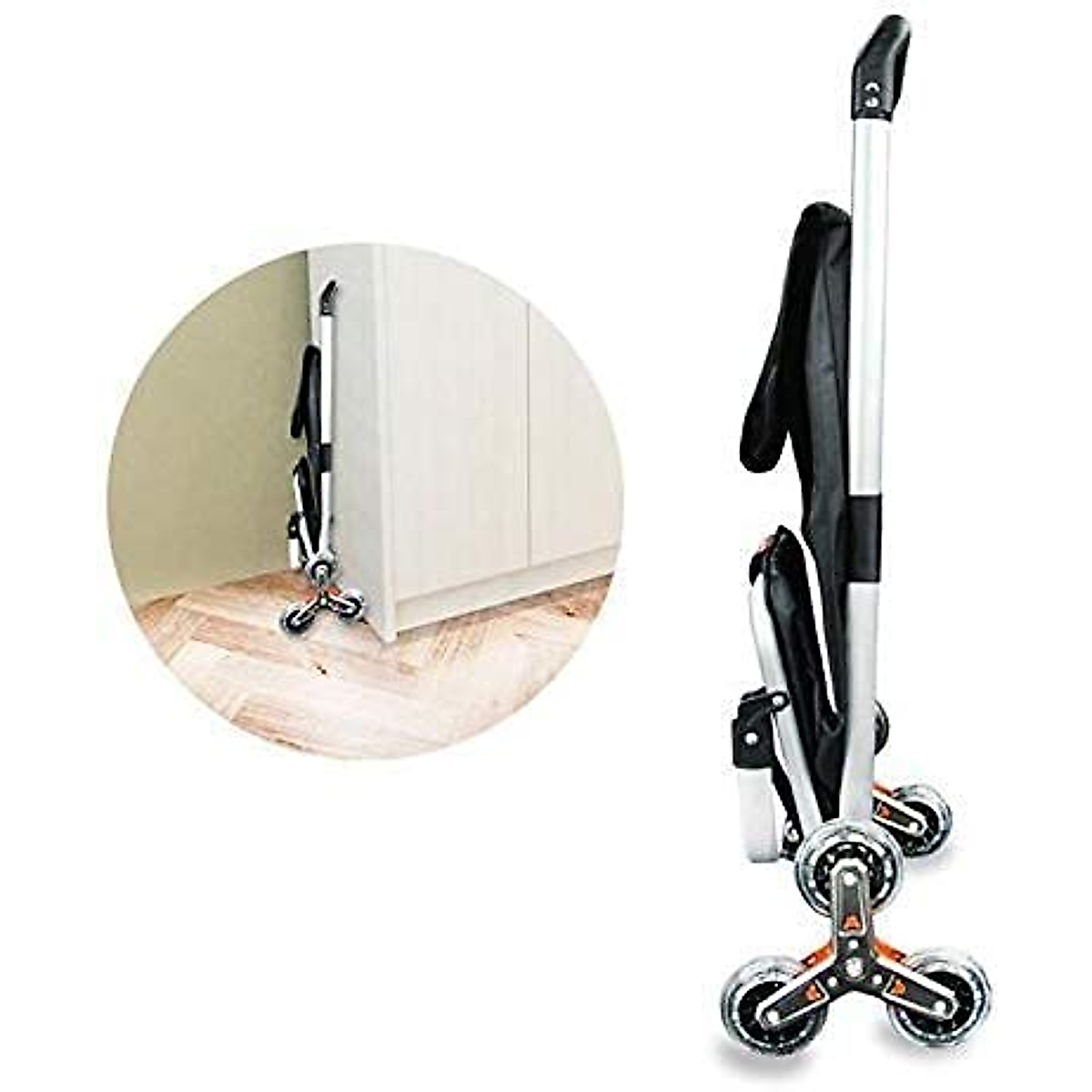 Shopping Trolley on Wheels Multi Function Shopping Cart Aluminum Climbing Stairs with 6 Round Folding Trolley Storage Hand Trucks,Black ,