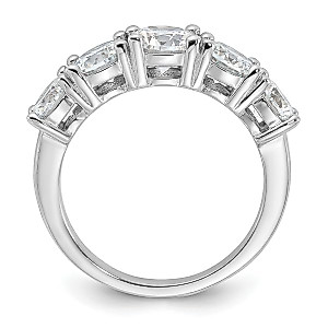 IceCarats 925 Sterling Silver Cubic Zirconia CZ 5 Stone Anniversary Wedding Band Ring Size 7