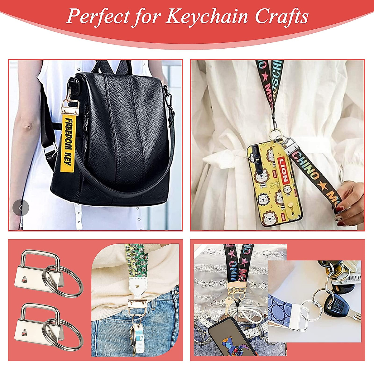 120 Pieces 1" Key Fob Hardware with 1 Key Fob Pliers Set Includeds 4 Colors Key Chain Hardware for Wrist Strap, Key Chain, Lanyard Keychain Making Hardware Supplies