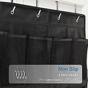 HKCDUUT Hanging Shoe Storage Organizer Over the Door 28 Large Mesh Pockets Door Storage Shoe Holders Shoe Rack for Closet Behind Door Organizer, Black 67"X22"