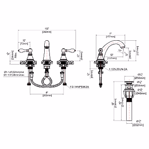 Derengge Oil Rubbed Bronze Two Handle Bathroom Sink Faucet 8 Inch Widespread Faucet with Pop up Drain Assembly, 3 Hole Lavatory Faucet,F-9305TB-ORB