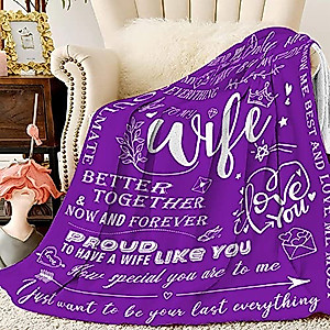 Gifts for Wife, Gifts for Mothers Day, Blanket, Wife Birthday Gift Ideas, Wife Gifts, Birthday Gifts for Wife, Throw Blanket 60" x 50" (Purple)