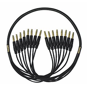 Mogami GOLD 8 TRS-TRS-10 Audio Snake Cable, 8 Channel Fan-Out, Balanced 1/4" TRS Male Plugs, Gold Contacts, Straight Connectors, 10 Foot