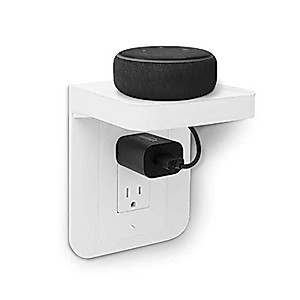 ALLICAVER Outlet Shelf, Wall Holder for Kitchen Organization,A Space Saving Solution for Google, Homepod Mini, Speakers, Phones, Electric Toothbrush (White-Decora)