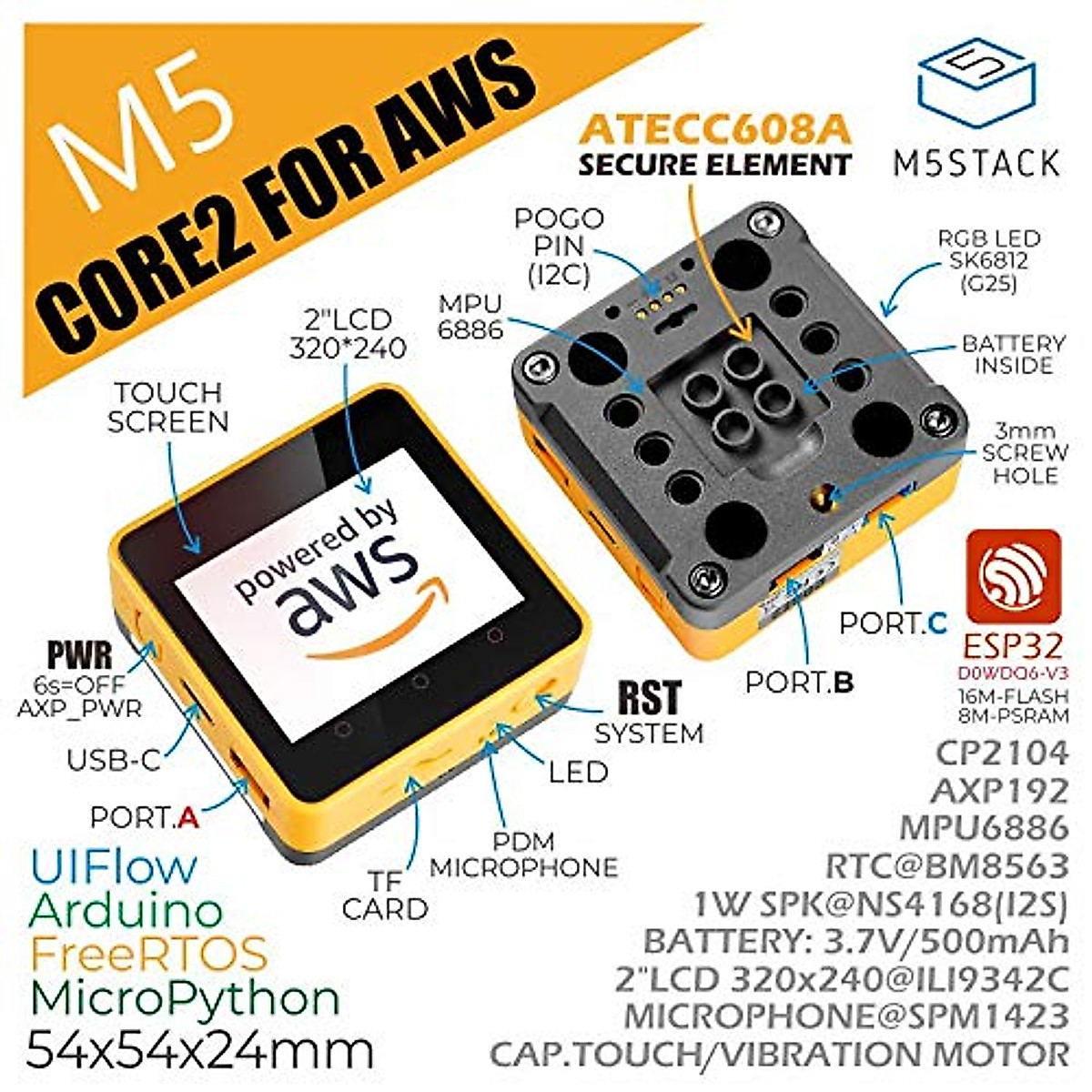 M5Stack Core2 ESP32 IoT Development Kit for AWS IoT Kit
