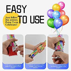 Confetti Poppers 12Pack Streamer Confetti Cannon 12inch Multicolor Confetti Party Poppers Foil Confetti Streamer Poppers Blaster for Wedding Birthday Graduation Party Christmas New Year Celebration