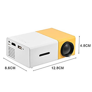 Mini Projector Full HD 1080P LED Projector Home Cinema Theater Indoor/Outdoor Movie Projectors Pocket Projector for Party & Camping Compatible with Laptop/PC/Smartphone/HDMI/VGA/USB/AV(White + Yellow)