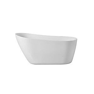 Elegant Decor Indoor Modern 59 inch soaking single slipper bathtub in glossy white